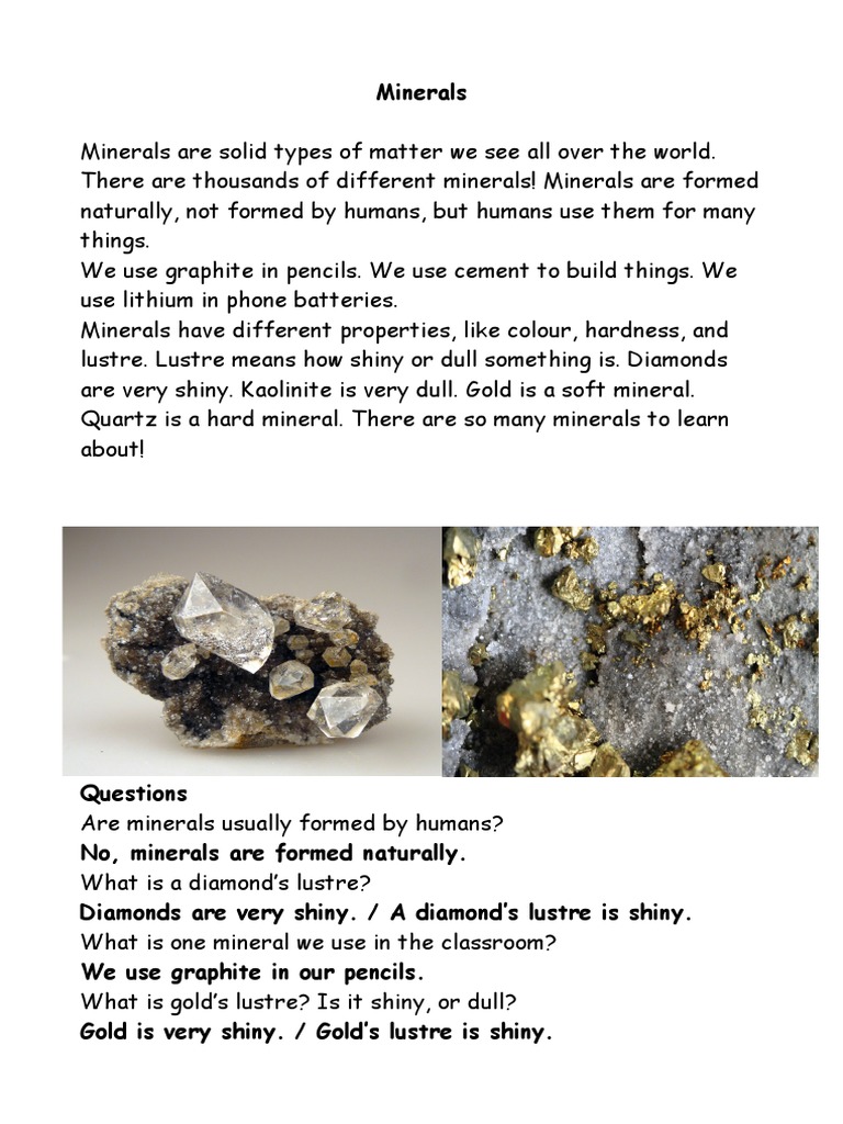 Minerals - With Answers | PDF