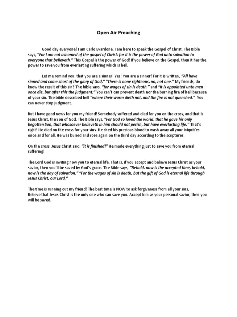 Open Air Preaching | PDF