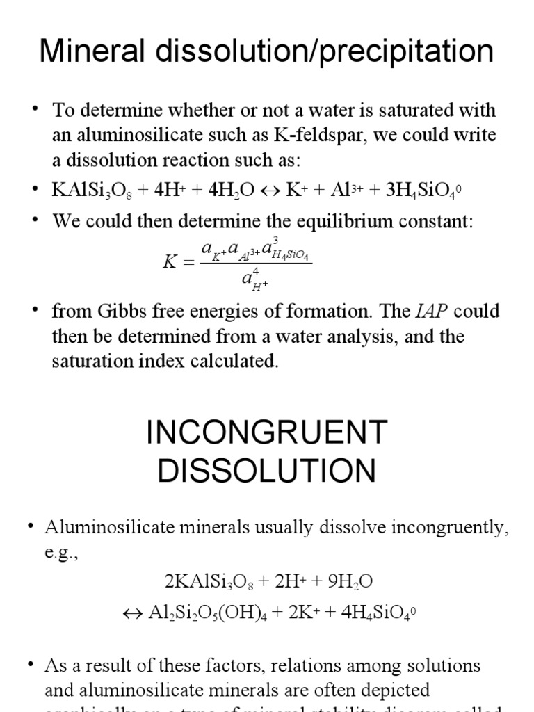 Incongruent Dissolution and Stability Diagrams | PDF | Minerals ...