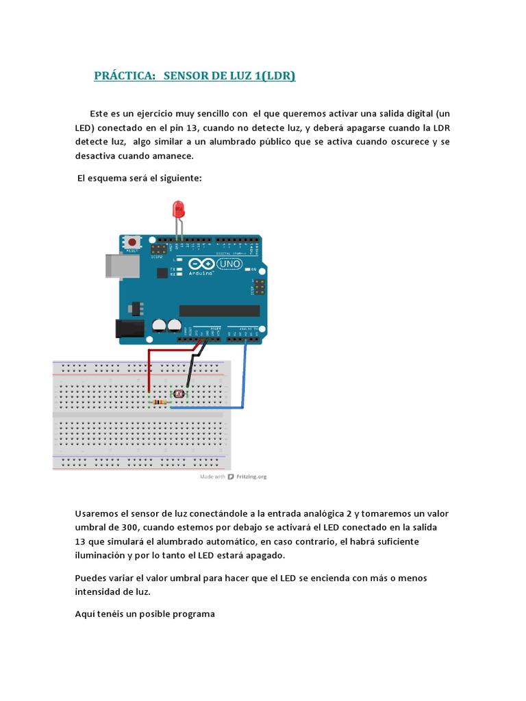 Práctica LDR Con Arduino | PDF Práctica LDR Con Arduino | PDF
