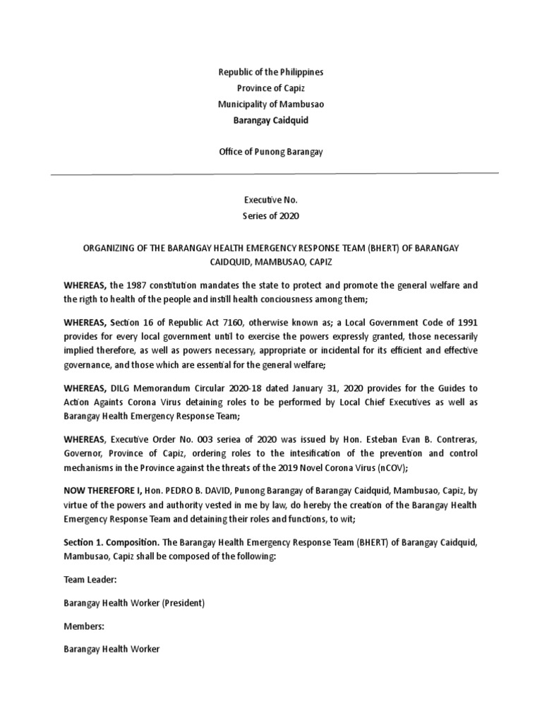 Bhert Executive Order | PDF | Public Sphere | Government Information