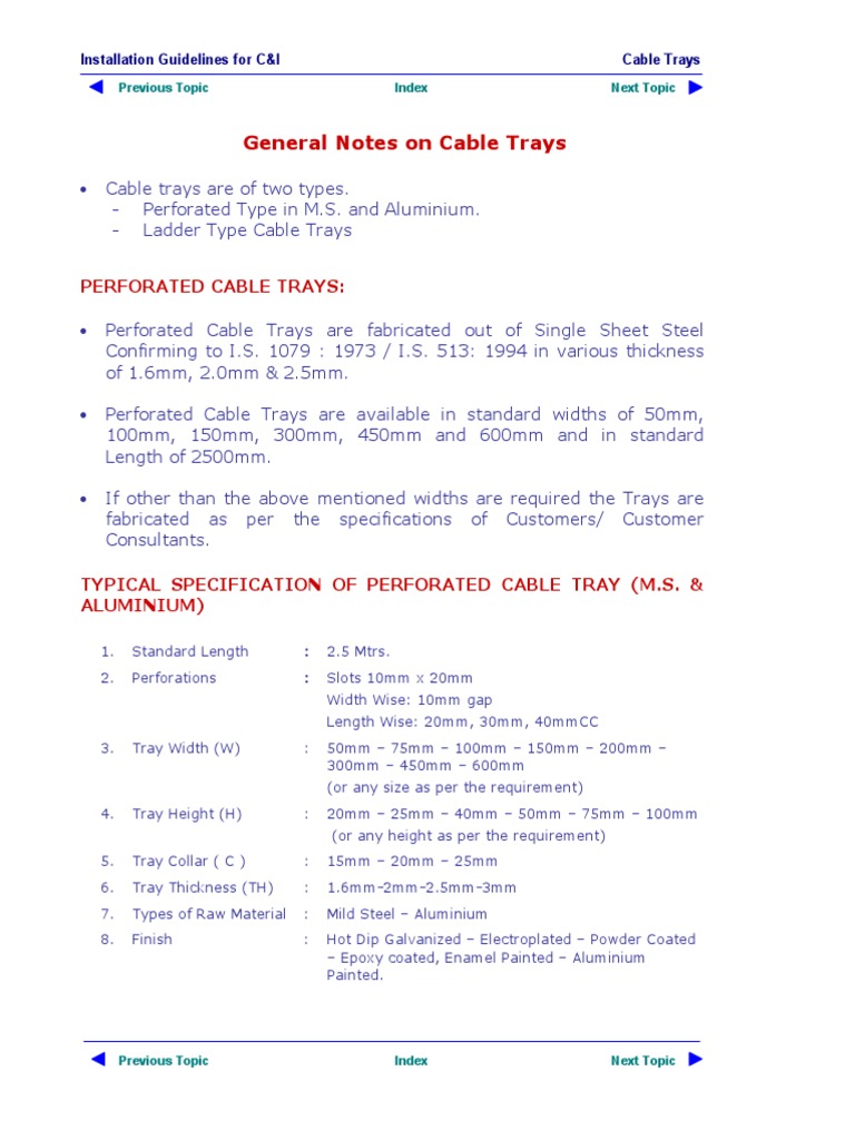 General Notes On Cable Trays PDF | PDF | Sheet Metal | Galvanization