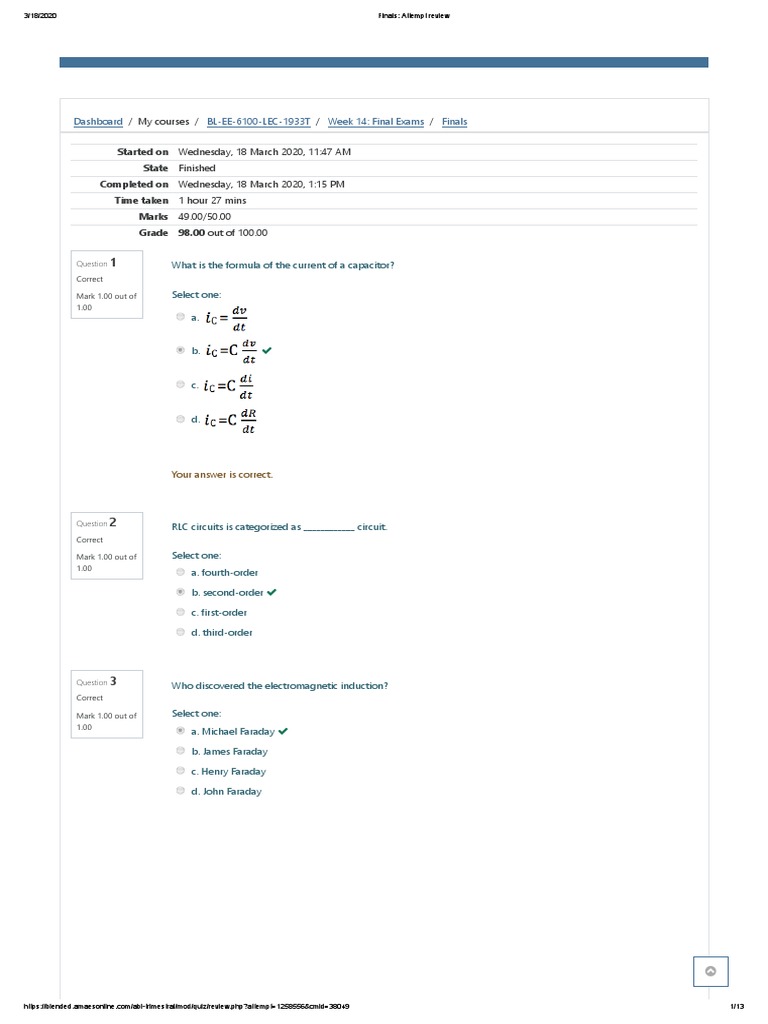 Finals - Attempt Reviewcircuit | PDF | Electrical Network | Inductance