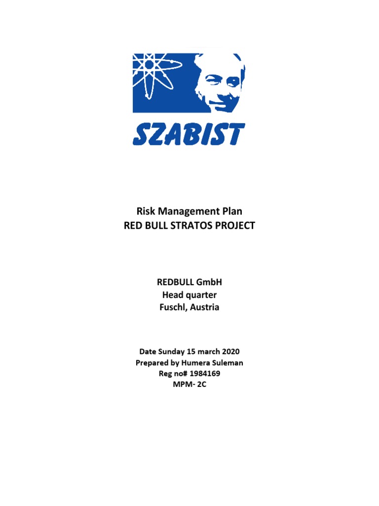 Risk Management Plan Stratos Redbull | PDF | Risk | Risk Management