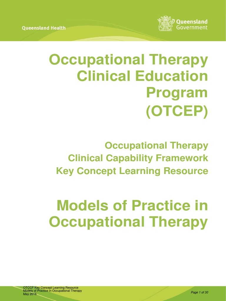 Models of Practice in OT (Queensland Health, 2016) PDF | PDF ...