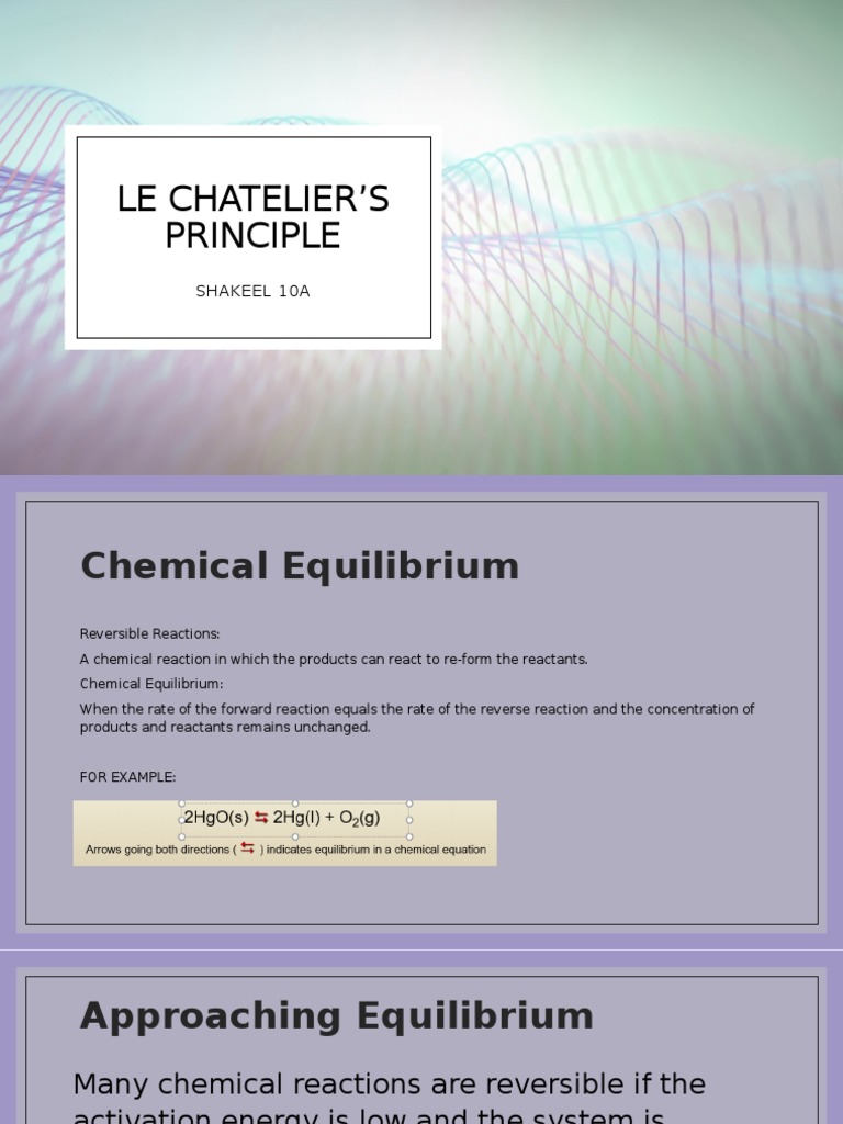 Le Chatelier's Principle | PDF | Chemical Equilibrium | Reaction Rate