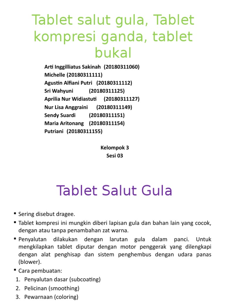 Tablet Salut Gula, Tablet Kompresi Ganda | PDF