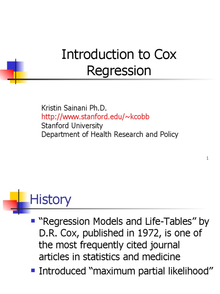 Introduction To Cox Regression: Kristin Sainani Ph.D. Stanford ...