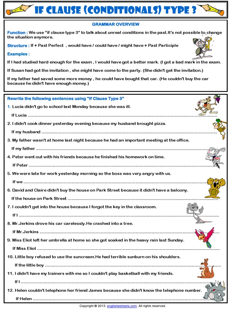Conditionals If Clause Type 3 Worksheet | PDF | Linguistic Typology ...