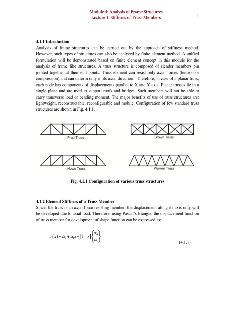 Frame Structure Stiffness Analysis | PDF | Truss | Physics
