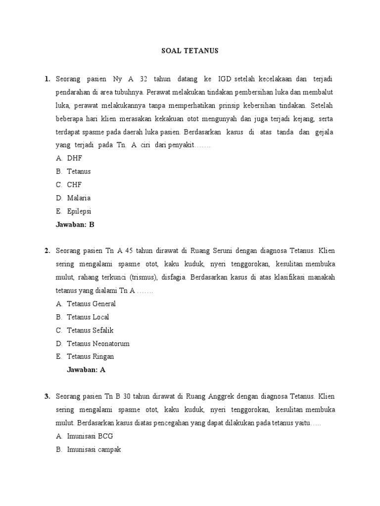 Tanda, Gejala, dan Pencegahan Tetanus | PDF