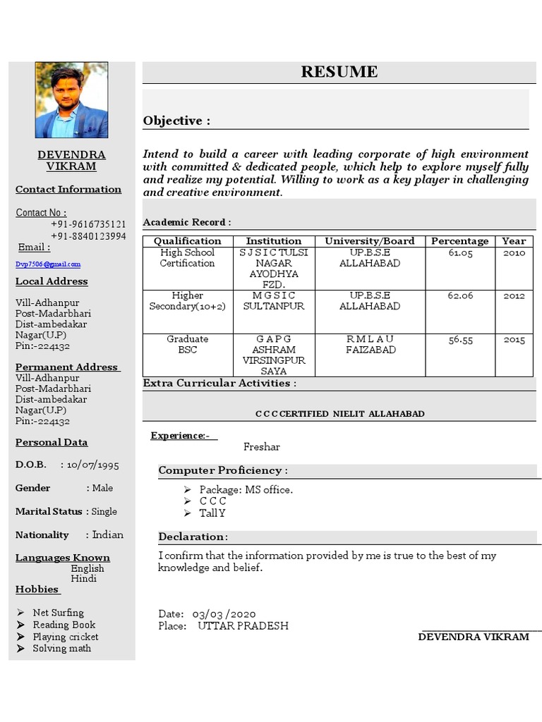Devendra Resume PDF | PDF | Cognition | Learning