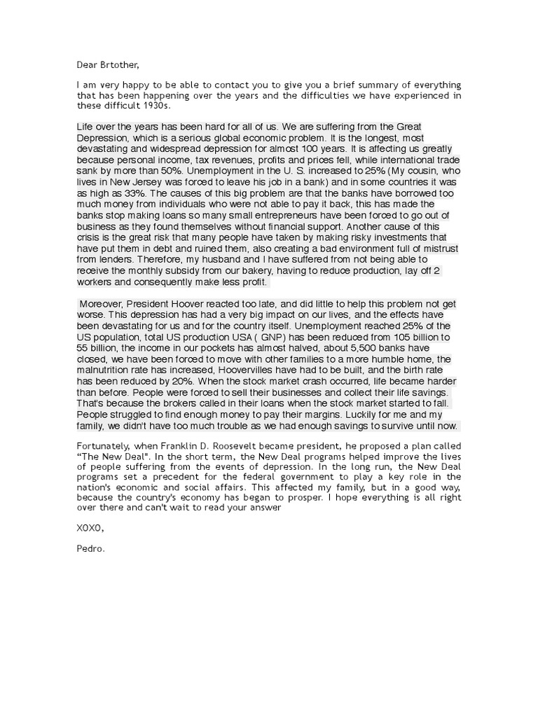 Assignment 19 - Written Assignment - The Great Depression PDF | PDF ...