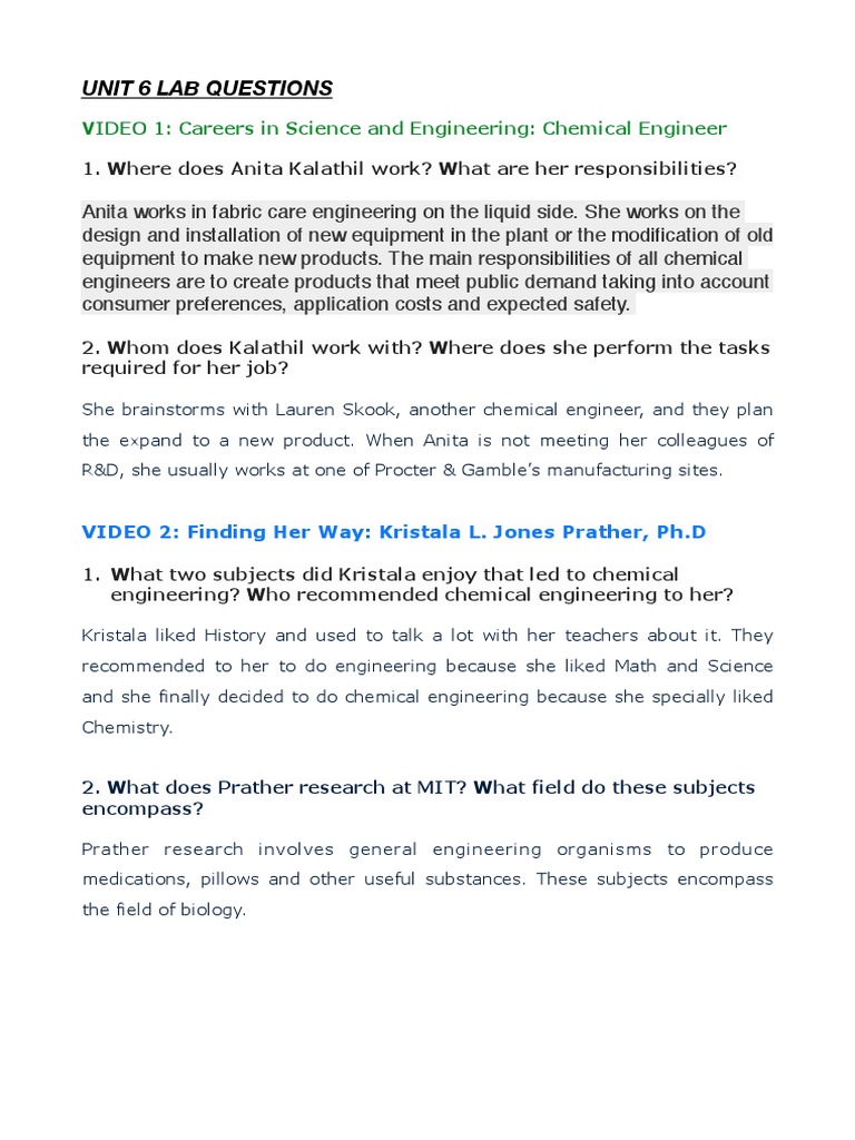 Unit 6 LAB QUESTIONS PDF | PDF | Nanotechnology | Chemical Engineering