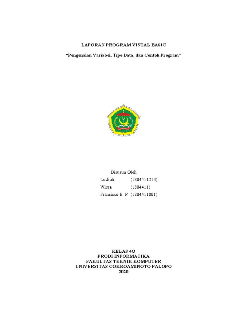 Laporan Variabel, Tipe Data Dan Contoh Kasus | PDF