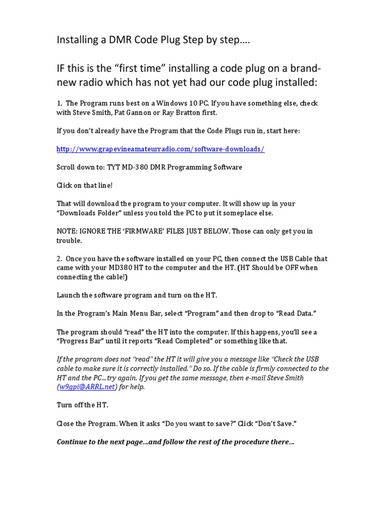 How To Install A DMR Codeplug Step by Step (04-12-2017) | PDF | Computer Hardware | Computing ...