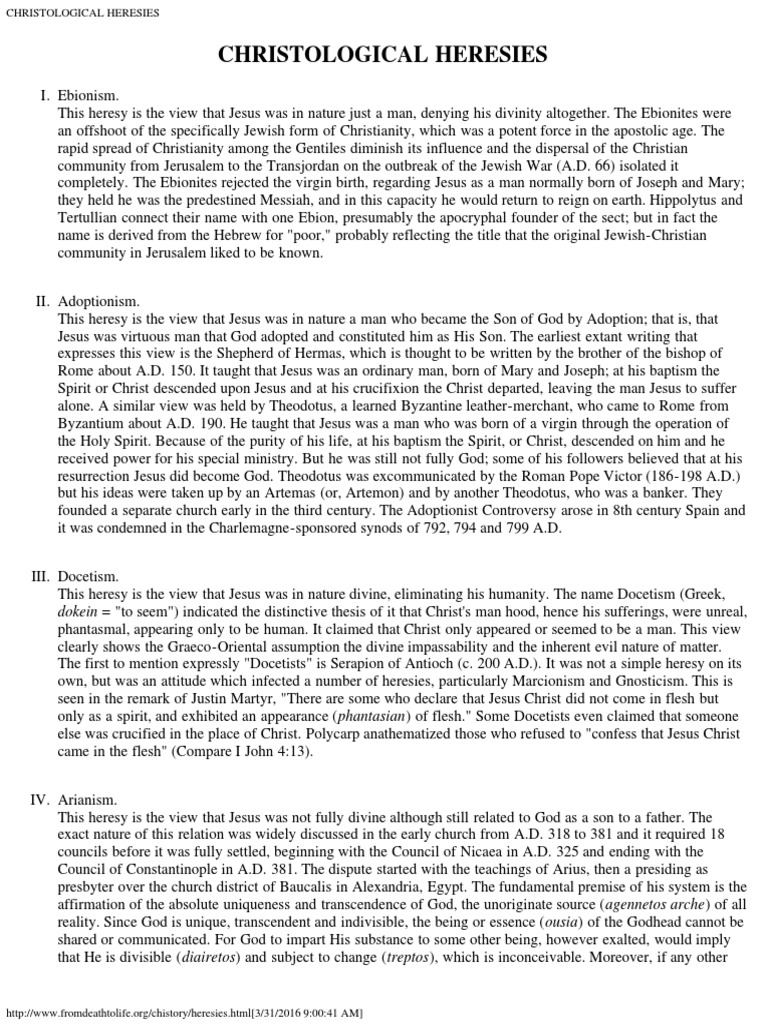 Christological Heresies | PDF | Christology | Ancient Christian ...