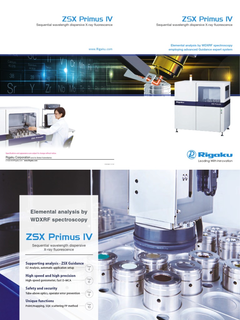 WD-XRF-Brochure ZSX Primus IV en Low PDF | PDF | Vacuum Tube | X Ray