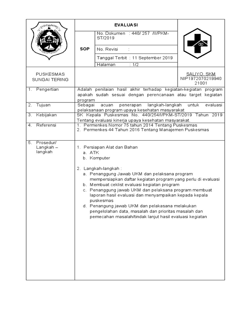 4.2.4 Sop Evaluasi. Ahl | PDF