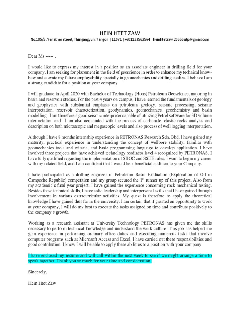 Application for Associate Engineer Position | PDF | Petroleum Geology ...