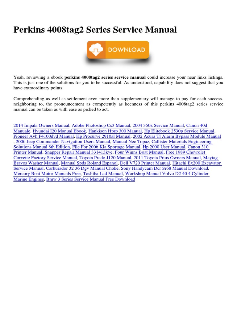 Perkins 4008tag2 Series Service Manual PDF | PDF