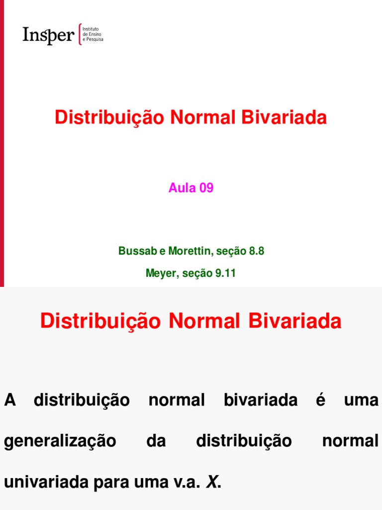 Aula 09 - Normal Bivariada | PDF | Distribuição de probabilidade ...
