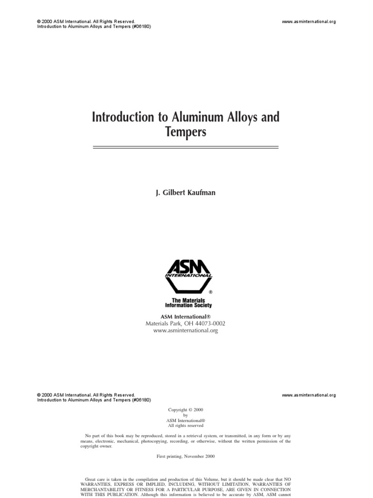 Introduction To Aluminum Alloys and Tempers | PDF | Casting (Metalworking) | Metals