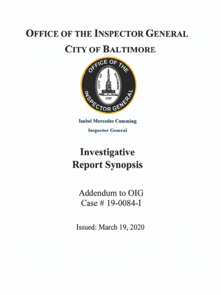 Pratt OIG Report | Baltimore | Government | Free 30-day Trial | Scribd
