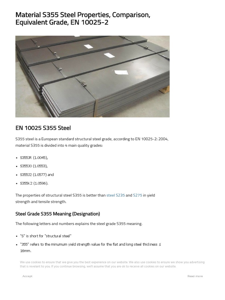 Material S355 Steel Properties, Comparison, Equivalent Grade, EN 10025-2 - The World Material ...