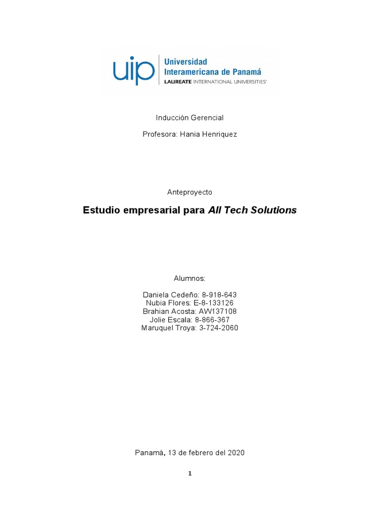 Anteproyecto 1 | PDF | Gestión de recursos humanos | Business