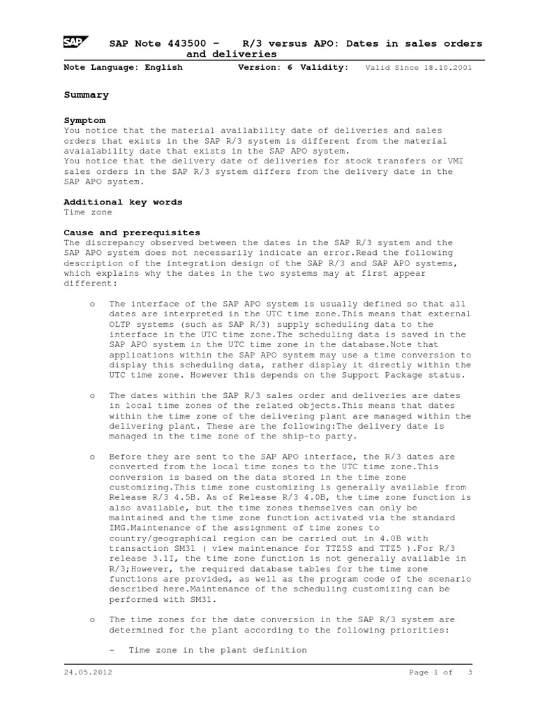 SAP R/3 vs APO: Date Discrepancies | PDF | Sap Se | Databases