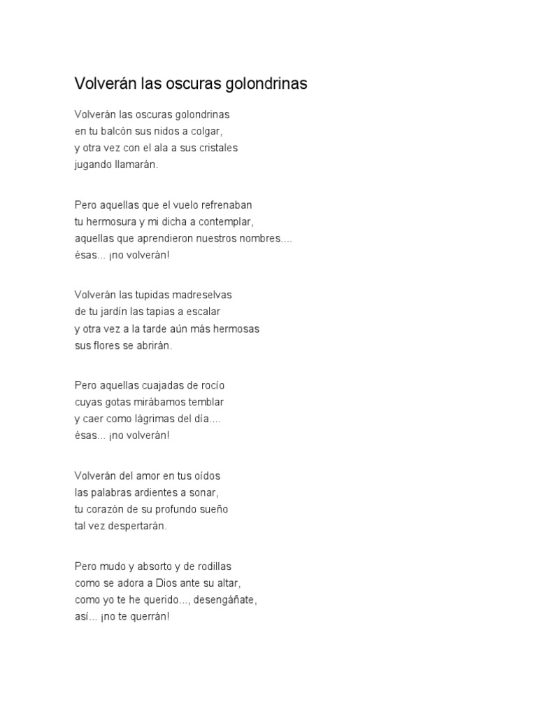 Volverán Las Oscuras Golondrinas | PDF