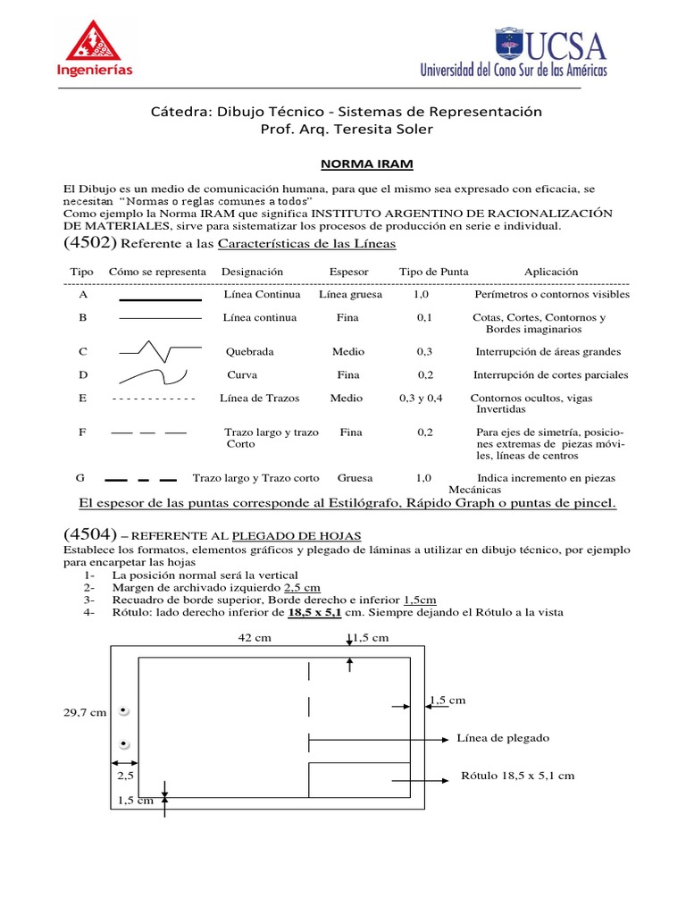 Normas IRAM para Dibujo Técnico 2024 | PDF | Dibujo | Eje