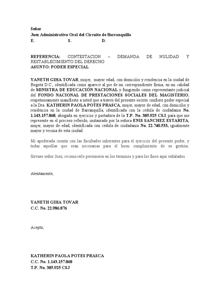 Poder Especial en Proceso Judicial | PDF | Derecho | Religión y ...