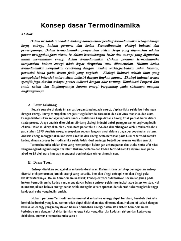 813 - Resum Jurnal Konsep Dasar Termodinamika | PDF