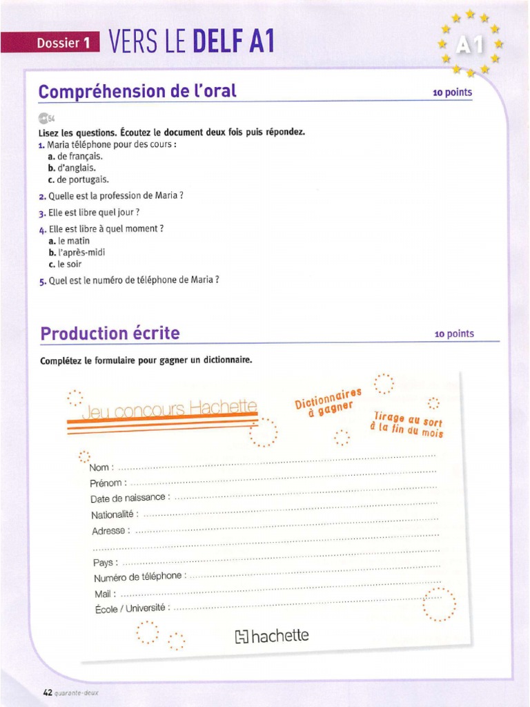 Livre - Dossier 1 - Vers Le Delf A1 - CO - PE PDF | PDF