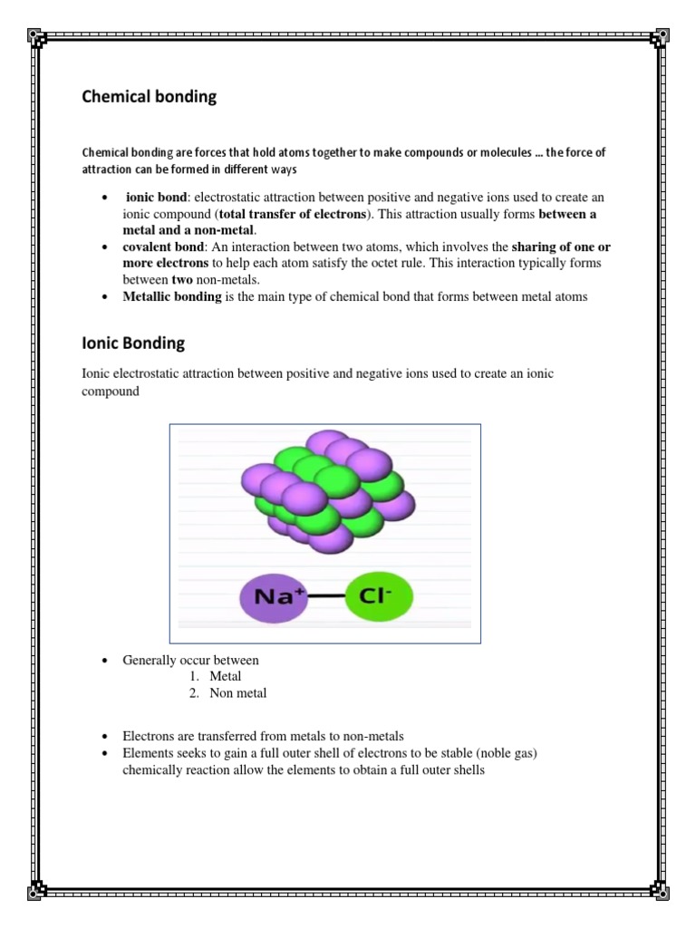Chemical Bonding | PDF | Ionic Bonding | Chemical Bond