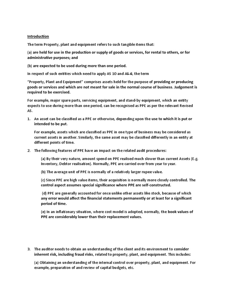 PPE - Audit Guidannce Note | PDF | Depreciation | Real Estate Appraisal