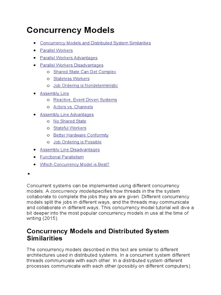 Concurrency Models Pdf Parallel Computing Thread Computing