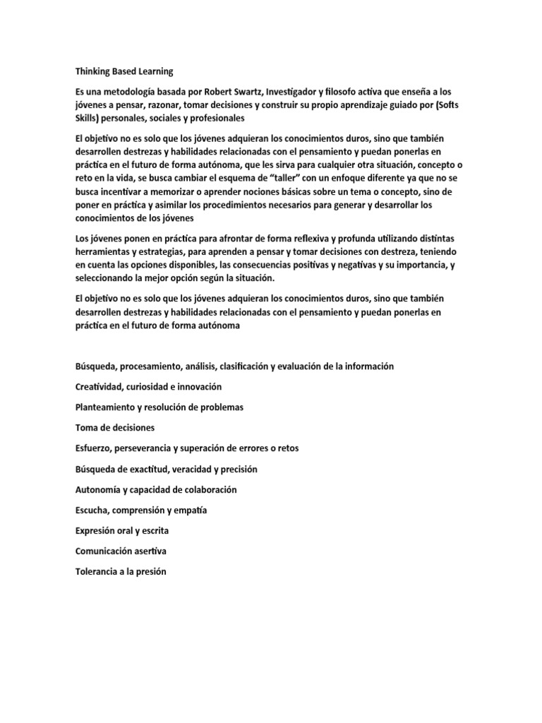 Thinking Based Learning | PDF