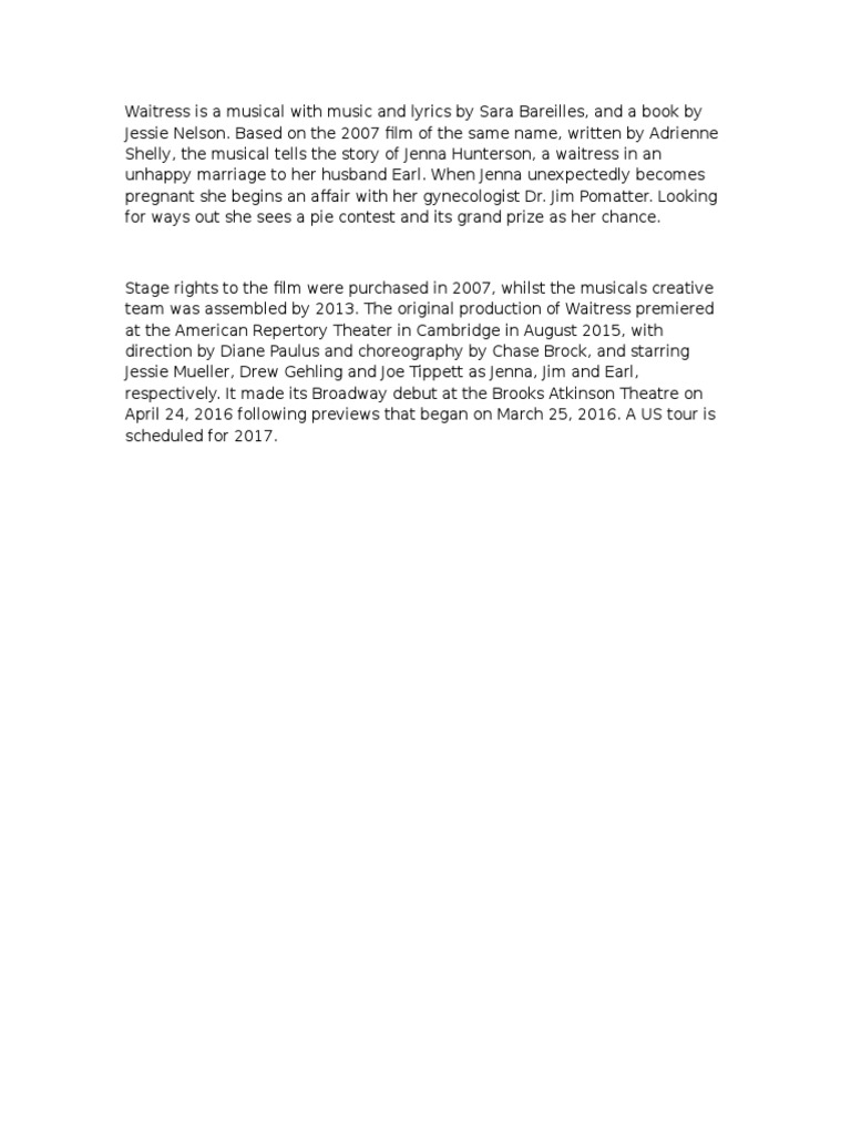 Waitress-Musical PDF | PDF