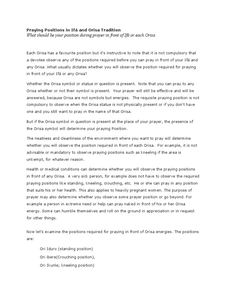 Praying Positions in Ifá and Orisa Tradition | Download Free PDF ...