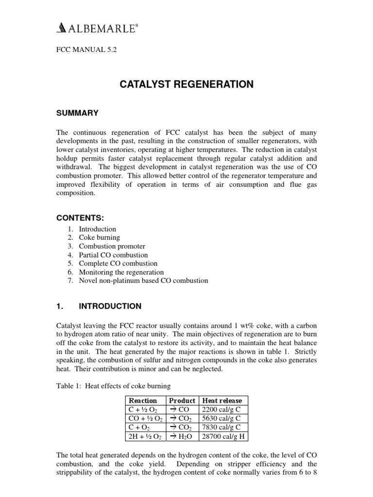 Catalyst Regeneration Techniques in FCC | PDF | Combustion | Carbon Dioxide
