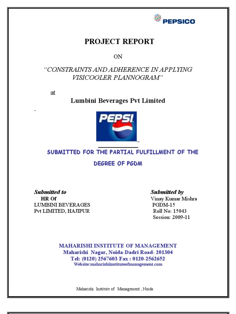 Project On Pepsi | PDF