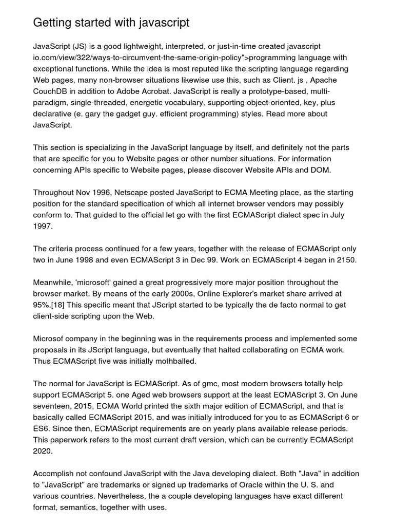 Getting Started With Javascript | PDF | Java Script | World Wide Web