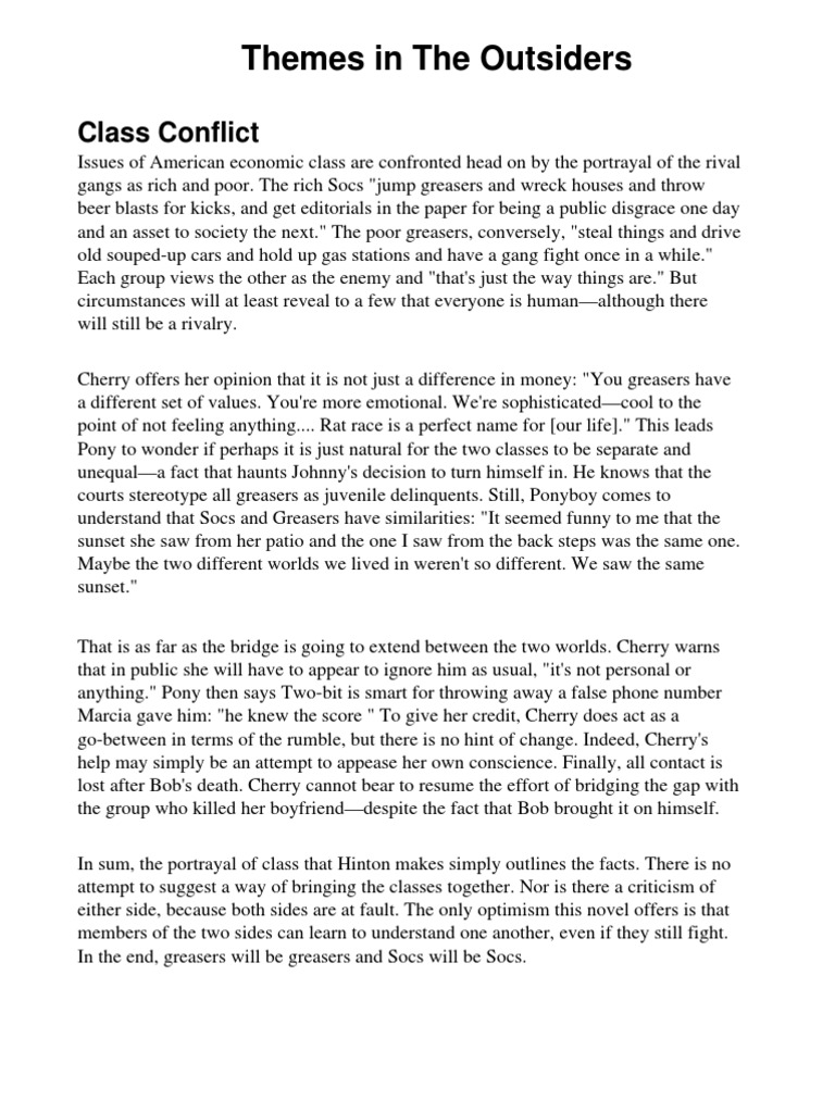 Themes in The Outsiders | PDF | Social Science