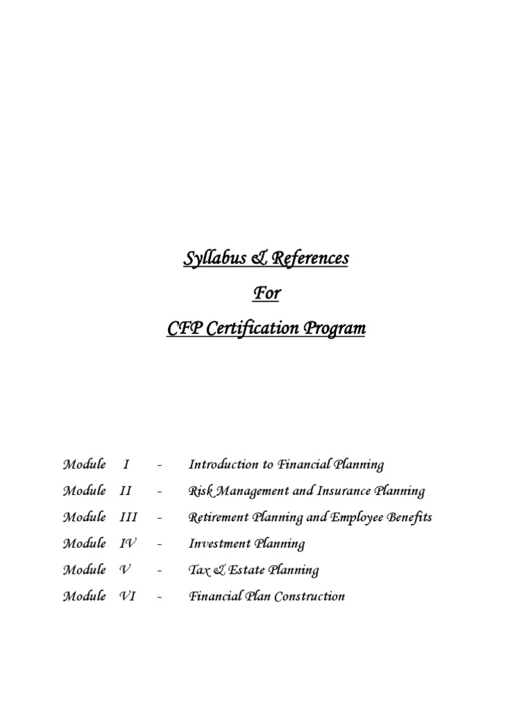 CFP Certification Program Syllabus | PDF | Insurance | Pension