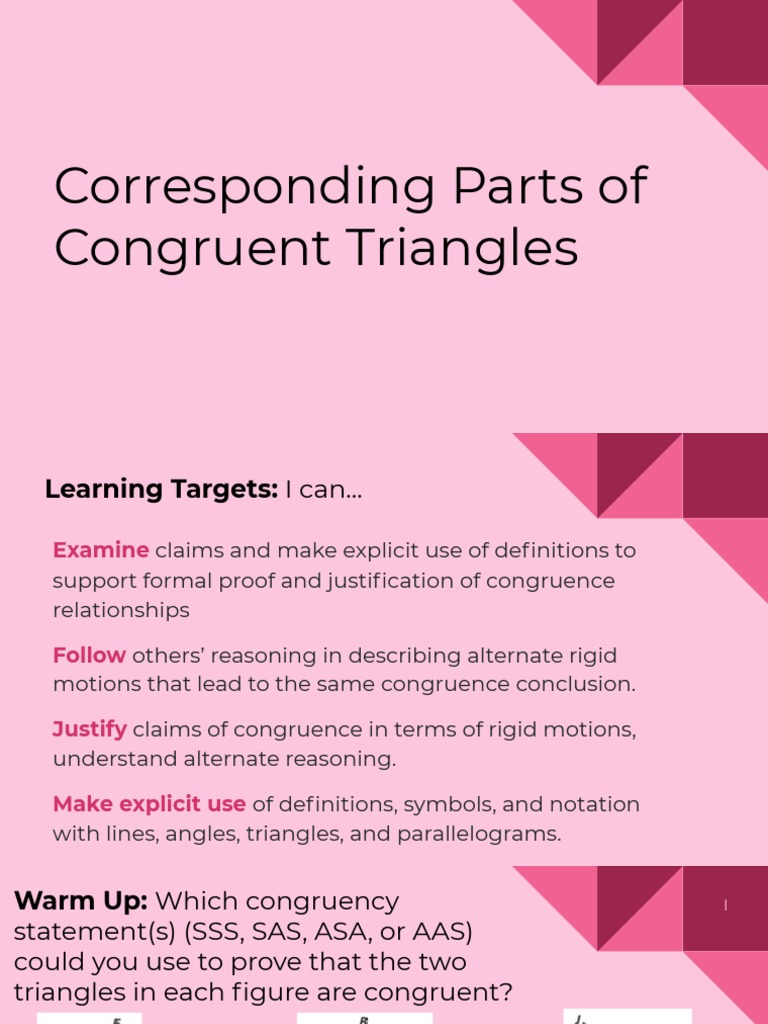 Corresponding Parts of Congruent Triangles | PDF | Teaching Methods ...