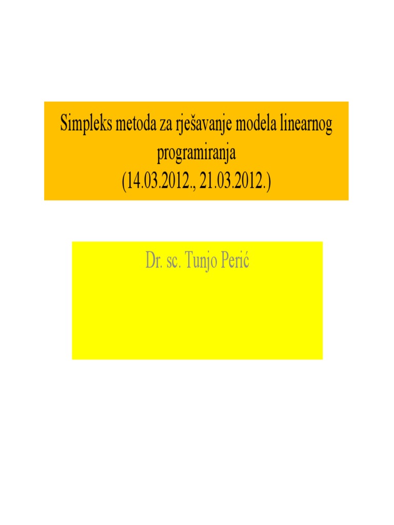 Simplex Metoda | PDF