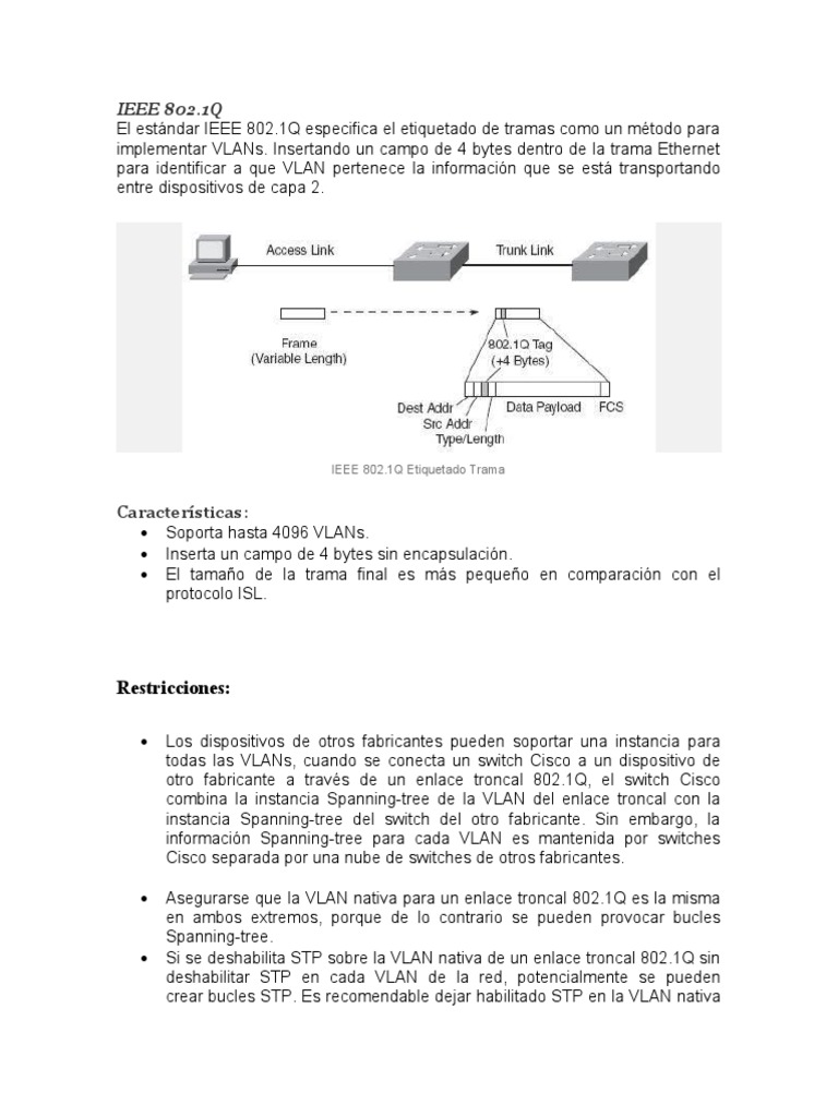 Caracteristicas IEEE 802.1q | PDF | Conmutador de red | Red de arquitectura